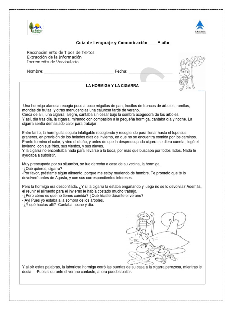 Guía La Cigarra y La Hormiga | PDF