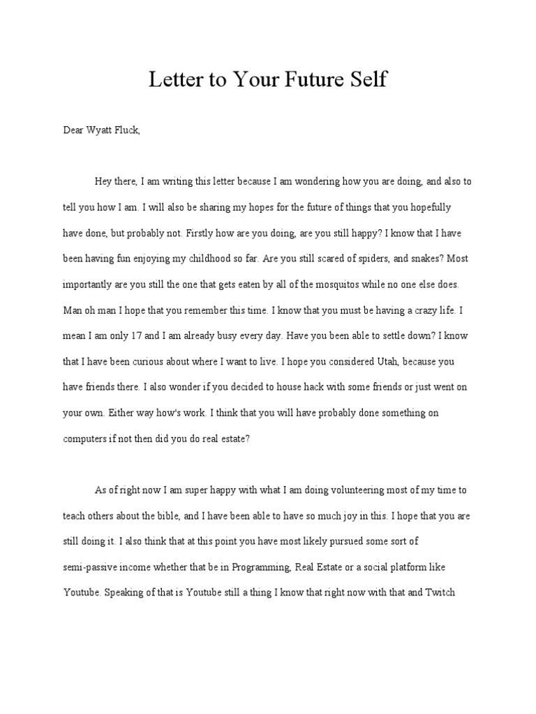 Letter To Your Future Self - Wyatt Fluck | PDF