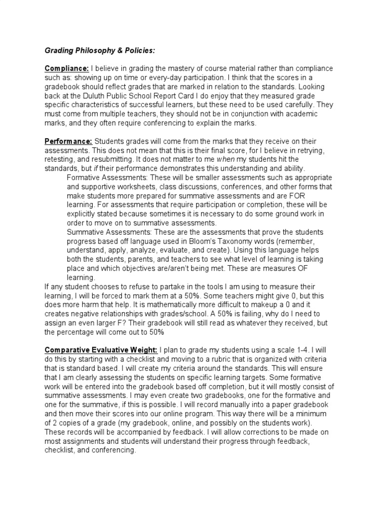 Grading Philosophy | PDF | Educational Assessment | Rubric (Academic)
