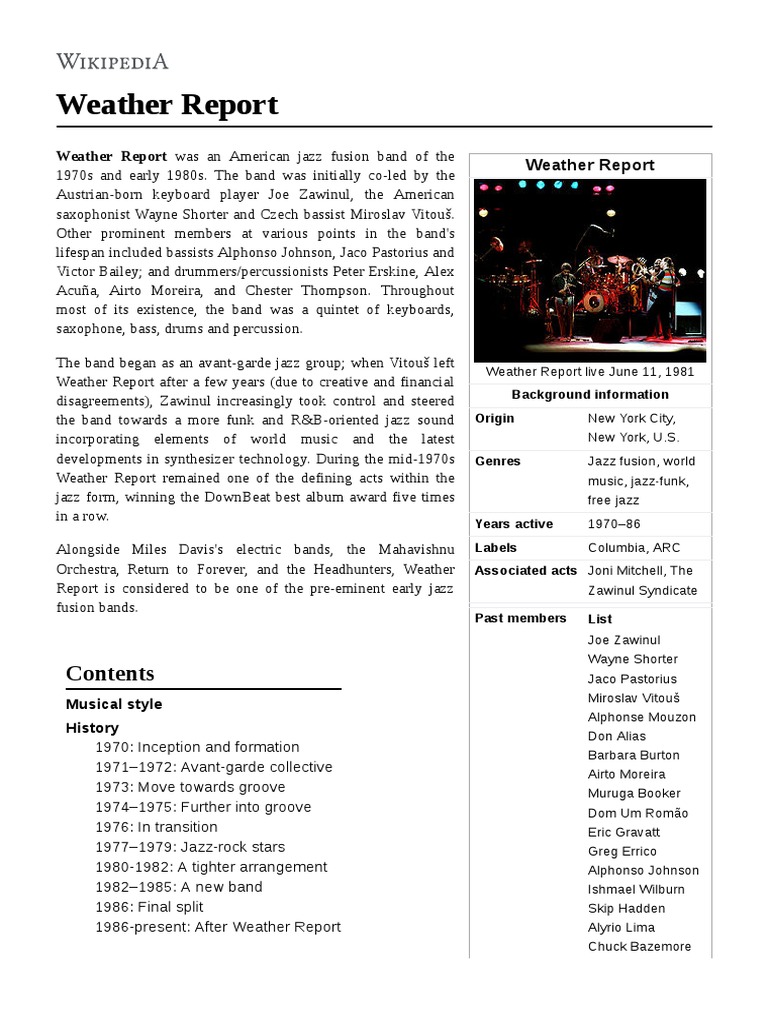 Weather Report | PDF | African American Music | Performing Arts