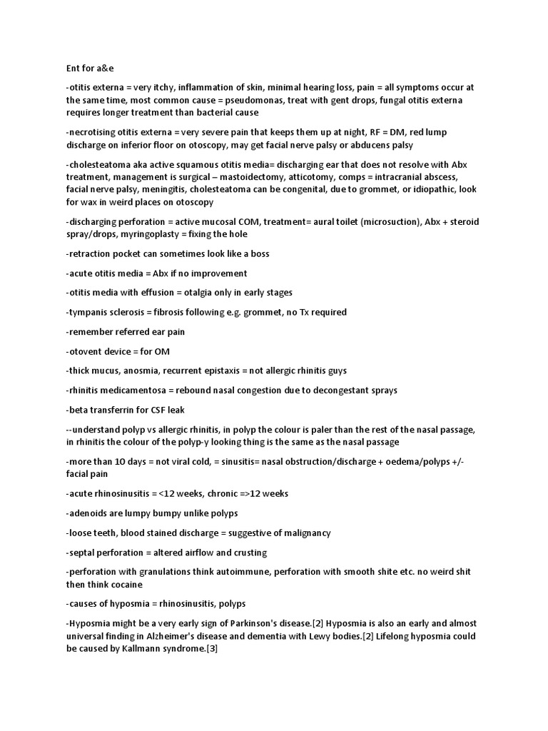 Ent Lecture Notes | PDF | Human Head And Neck | Otorhinolaryngology