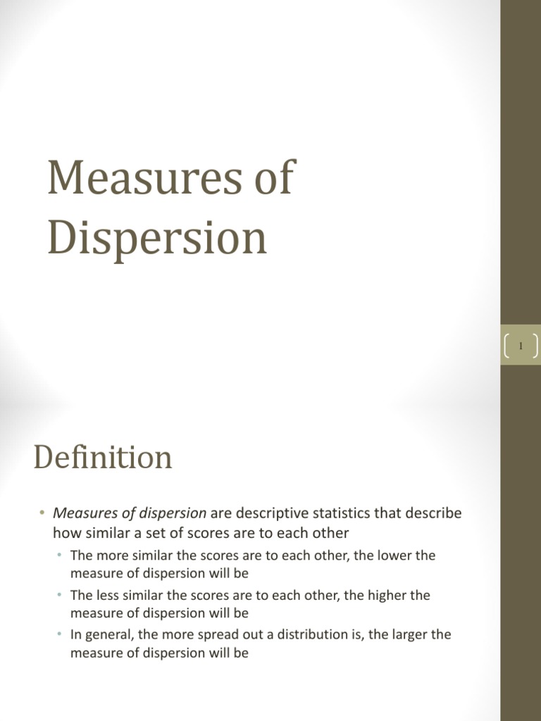 MEASURES OF Dispersion | PDF | Variance | Standard Deviation