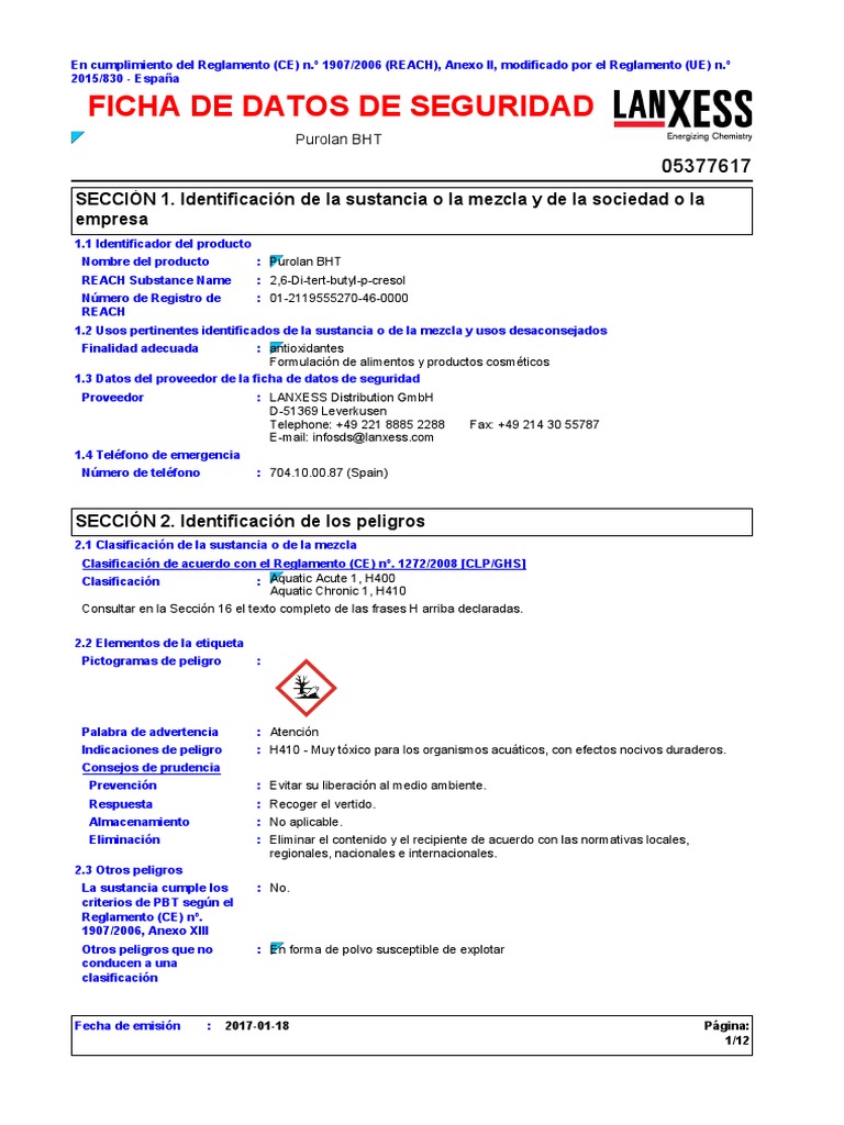 Purolan BHT | PDF | Guante | Residuos