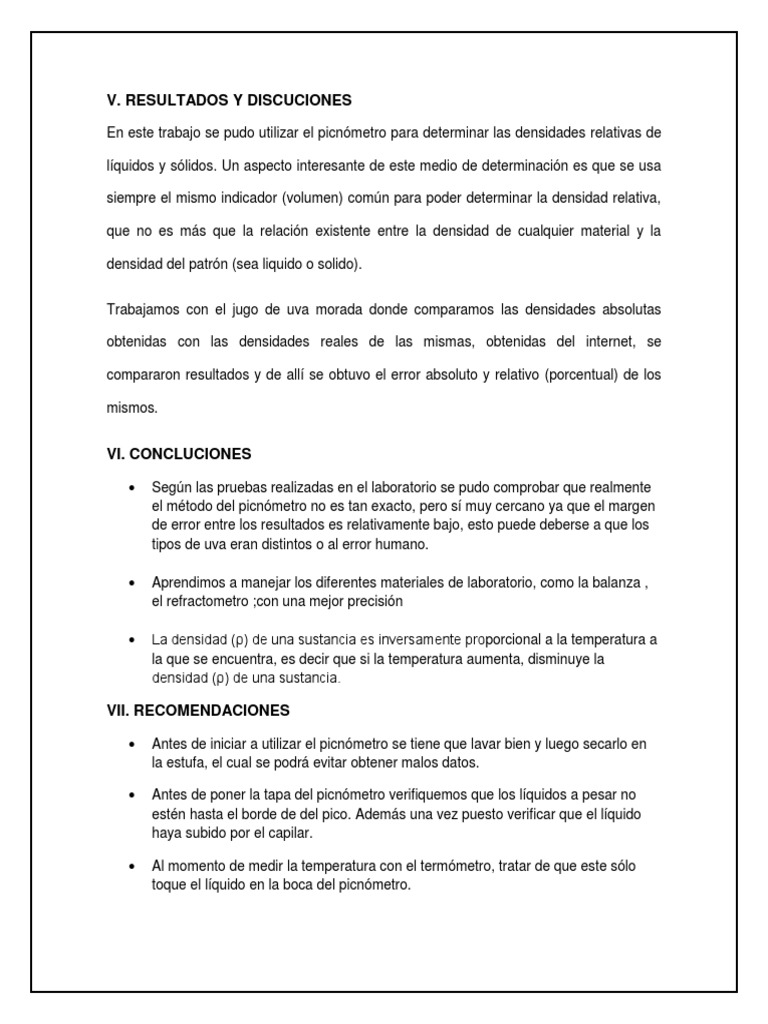 Densidad y Picnometría en Jugos | PDF | Densidad | Temperatura