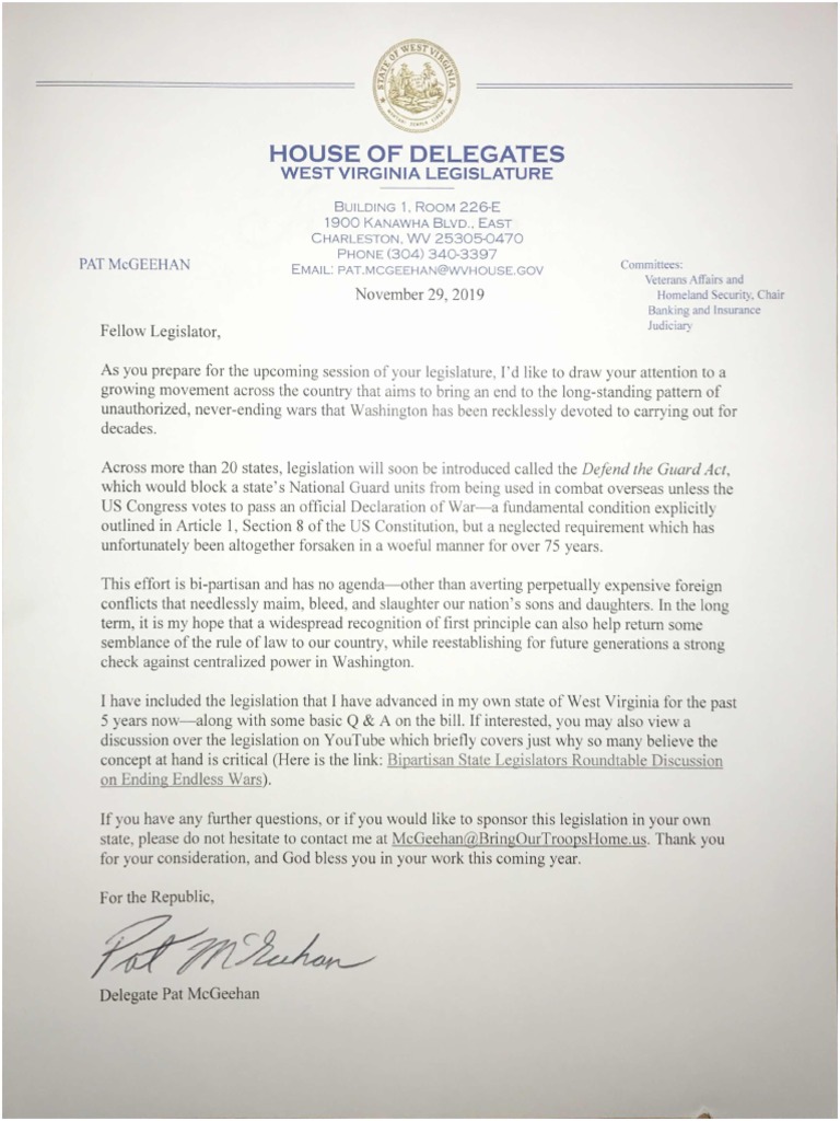 Defend The Guard Act: Letter To State Legislators | PDF