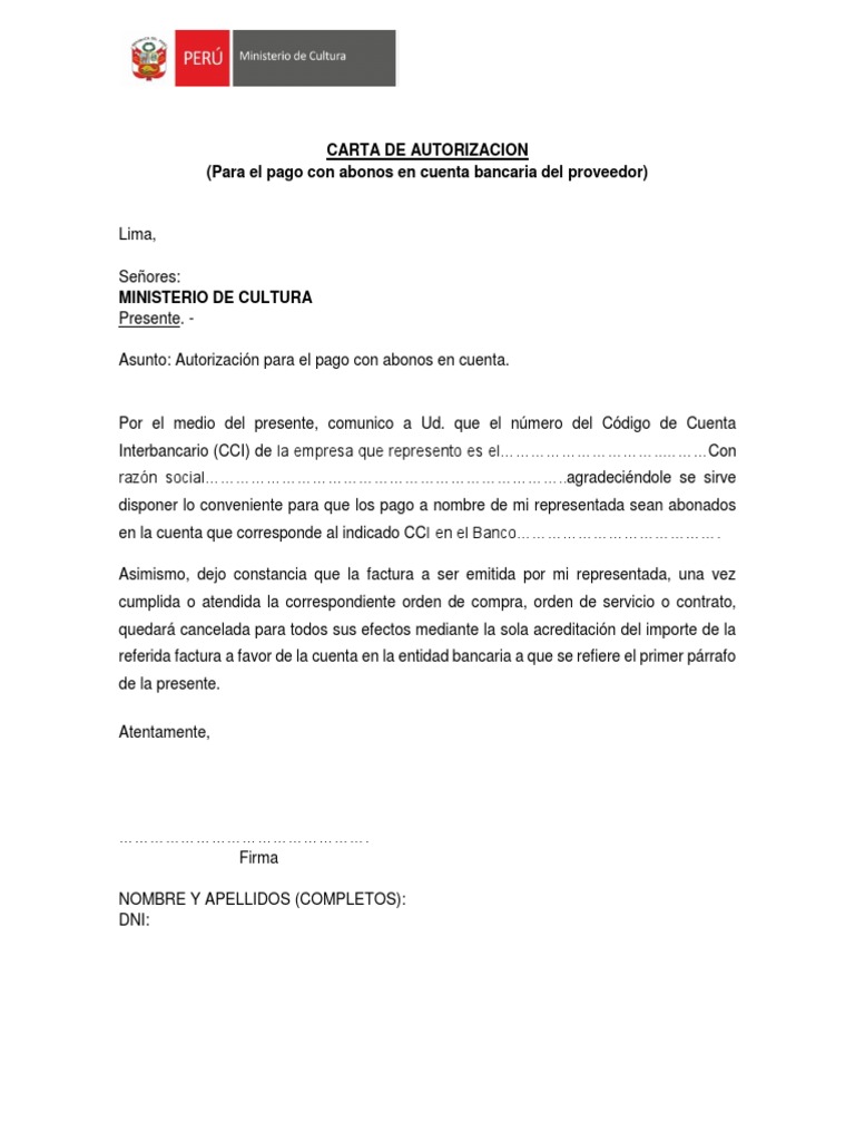 Modelo Carta de Autorizacion | PDF