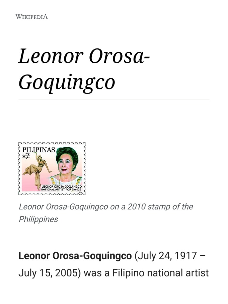 Leonor Orosa Goquingco | PDF | Philippines | Dances