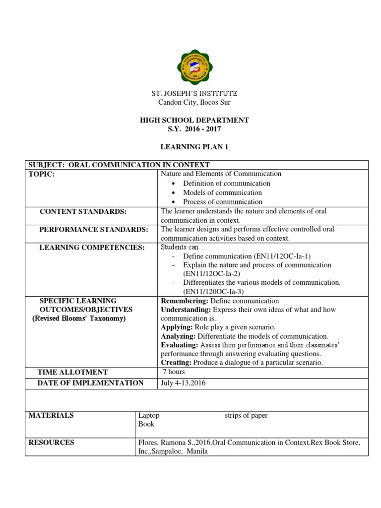 Understanding the Foundations of Communication: A Lesson Plan on ...