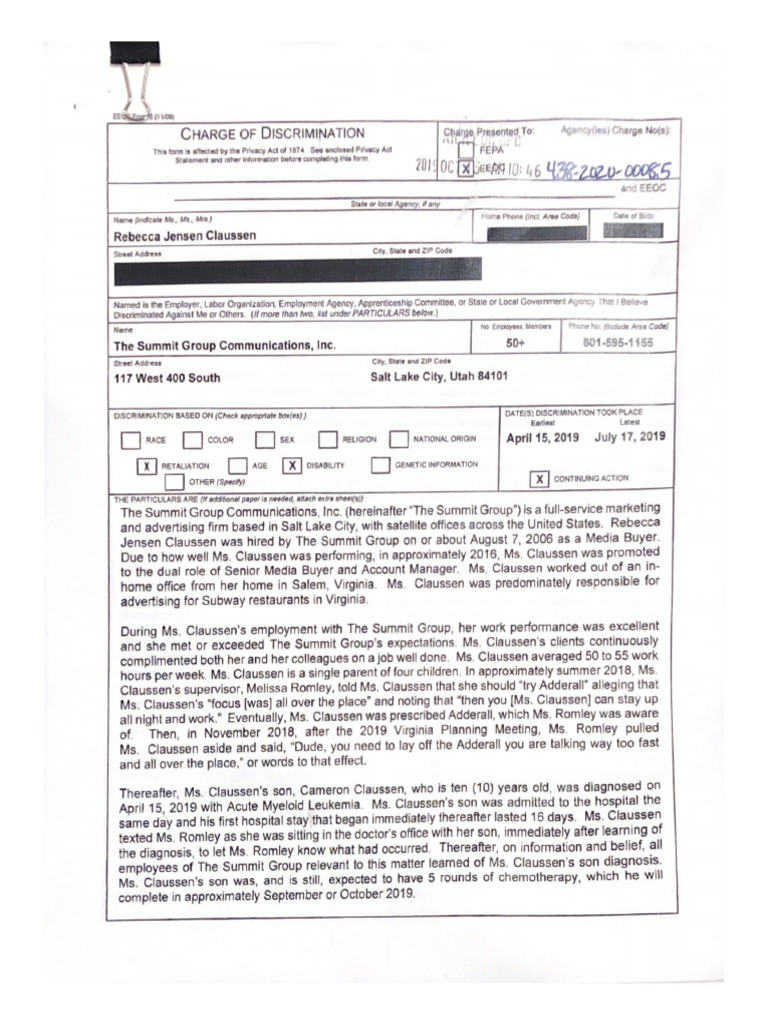 Charge of Discrimination | PDF