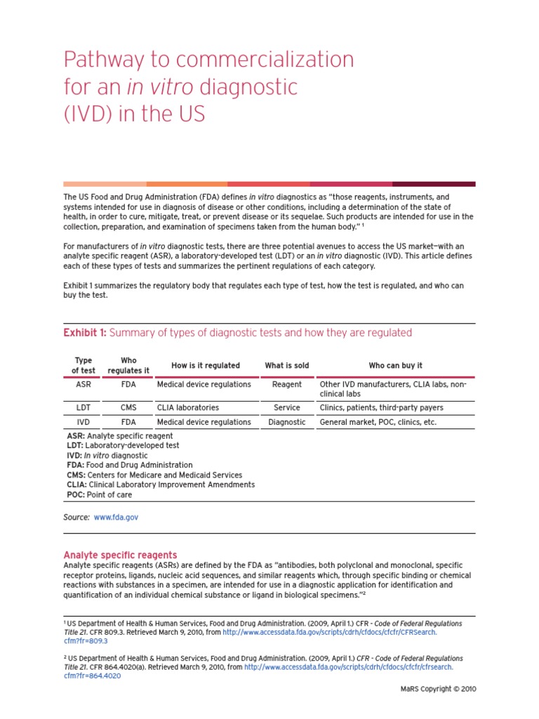 White Paper - Pathway To Commercialization For An in Vitro Diagnostic ...