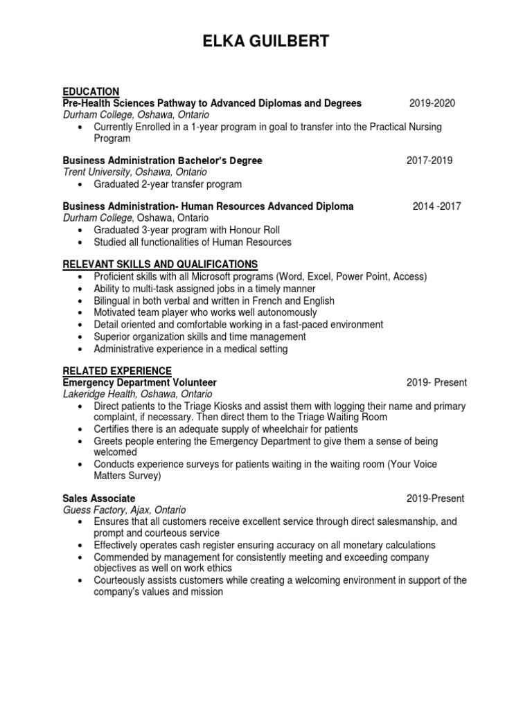 Elka Guilbert Resume 2019 | PDF | Human Resources | Business