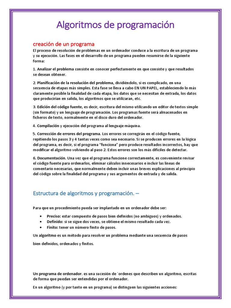 Algoritmos de Programación | PDF | Programa de computadora | Programación