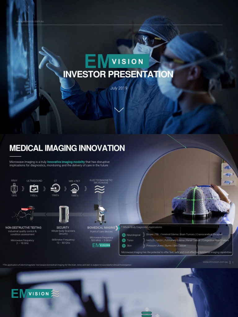 EMVision Investor Presentation | PDF | Medical Imaging | Stroke