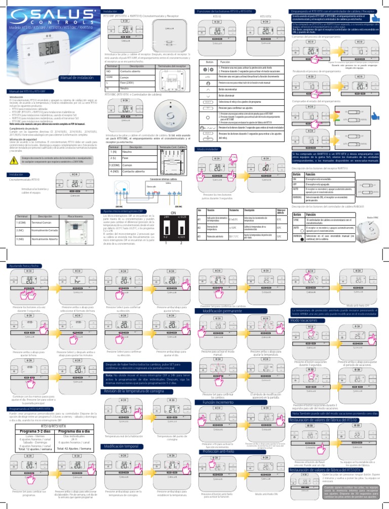 Manual Termostato SALUS RT510 | PDF | Informática y tecnología de la ...