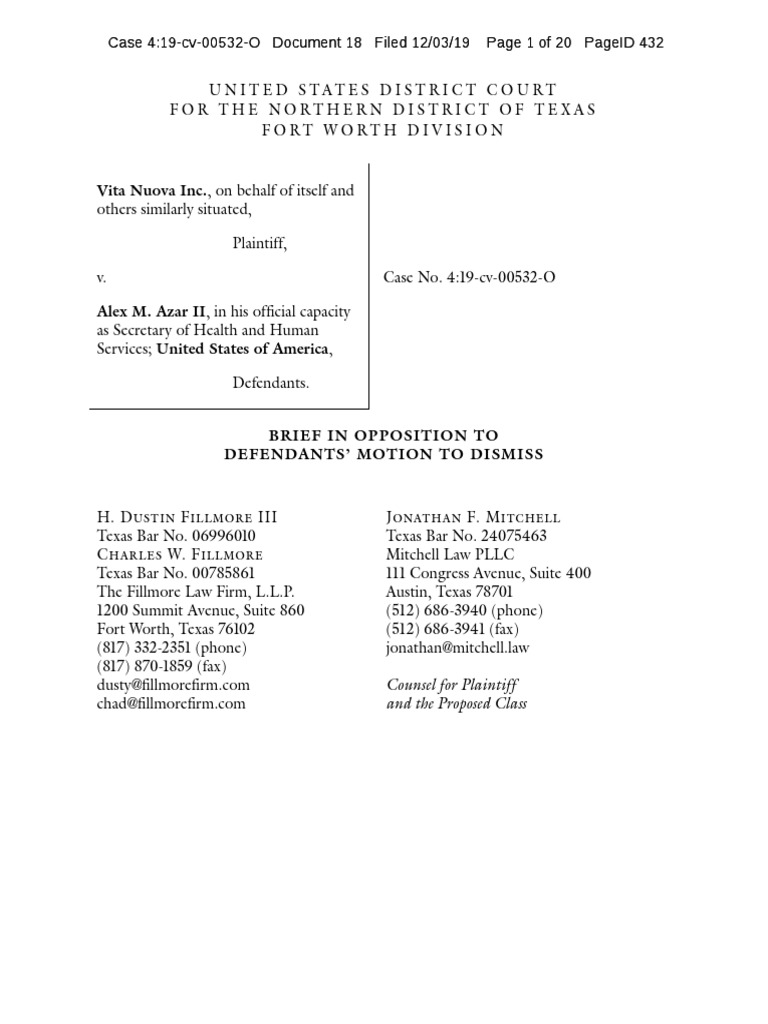 Brief in Opposition To Defendants' Motion To Dismiss | PDF | Mootness ...