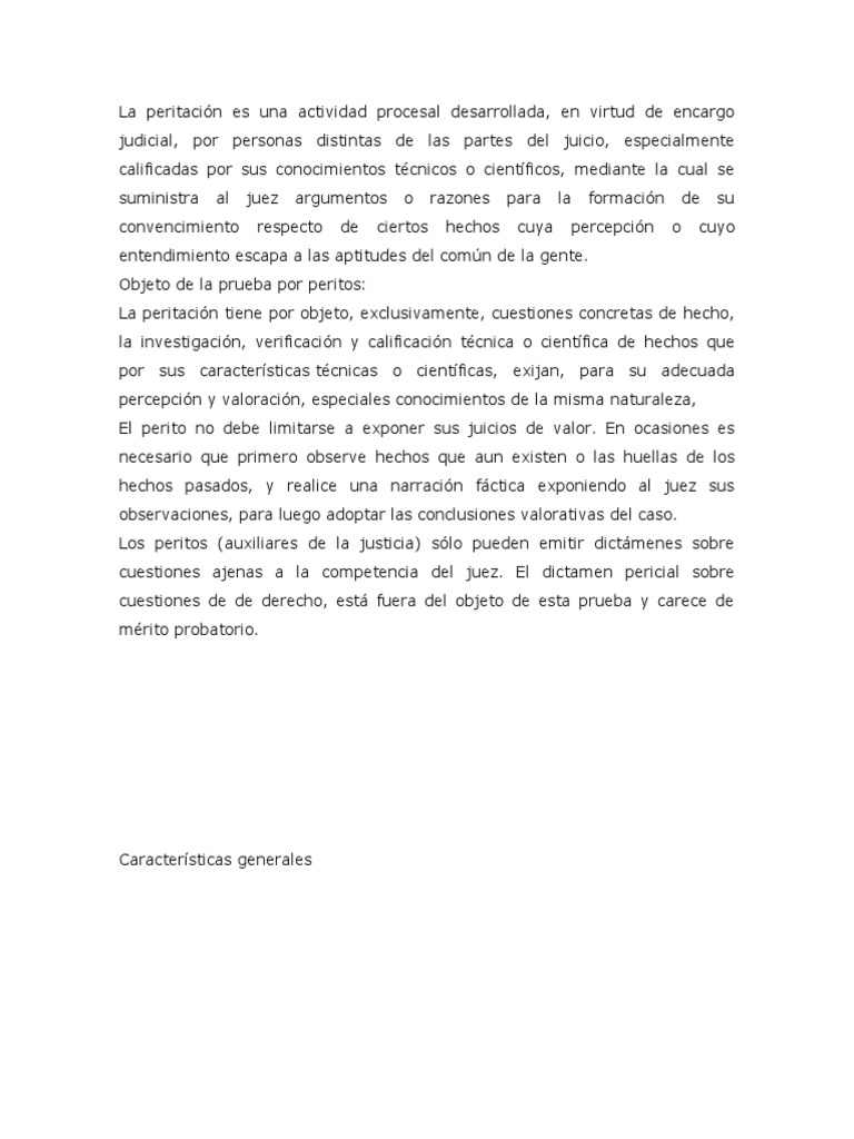 La Peritación Es Una Actividad Procesal Desarrollada | PDF | Derecho