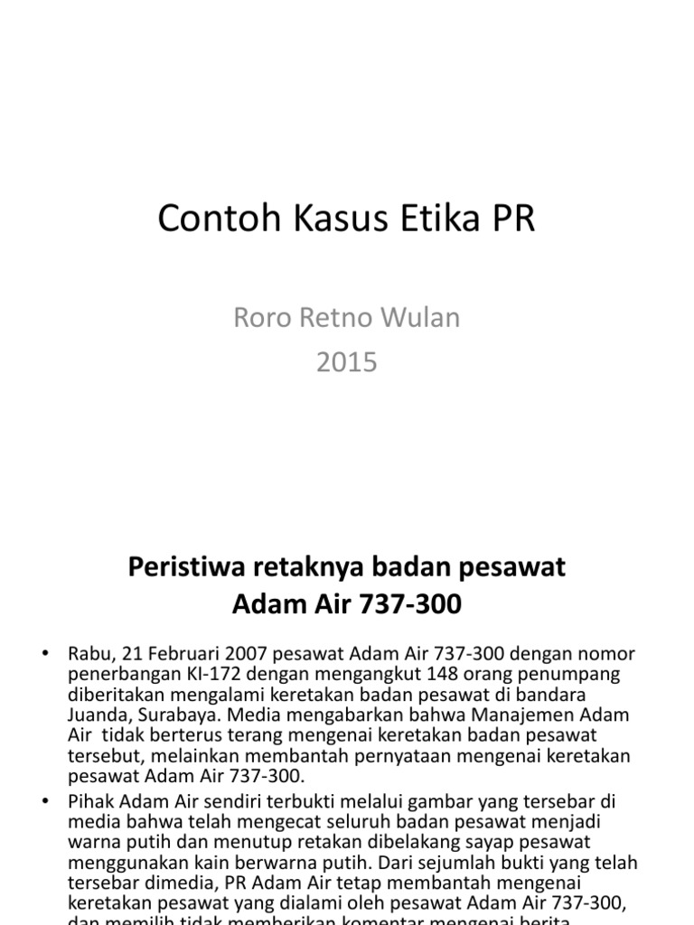 Contoh Kasus Etika PR | PDF