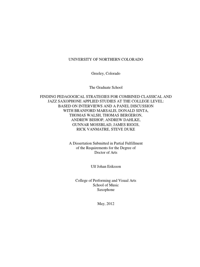 Dissertation On Jazz-Classical Embouchure PDF | PDF | Saxophone ...