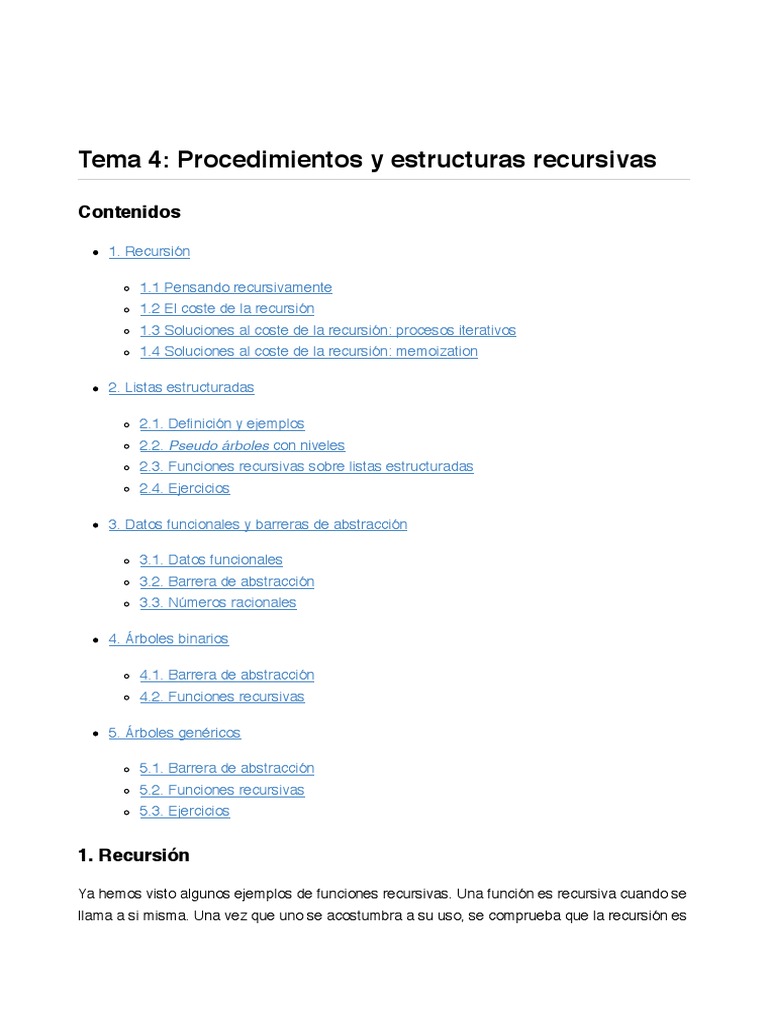 Tema04 ProcedimientosEstructurasRecursivas | PDF | Recursividad | Esquema (lenguaje de programación)