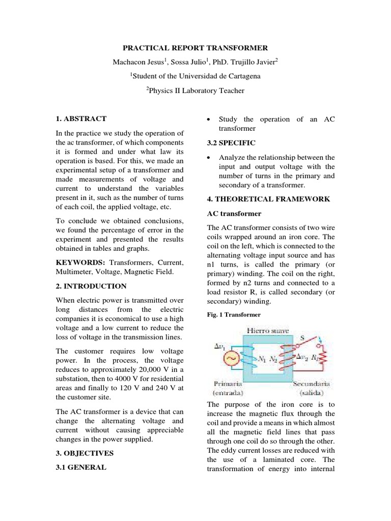 Practical Report Transformer | PDF | Transformer | Inductor