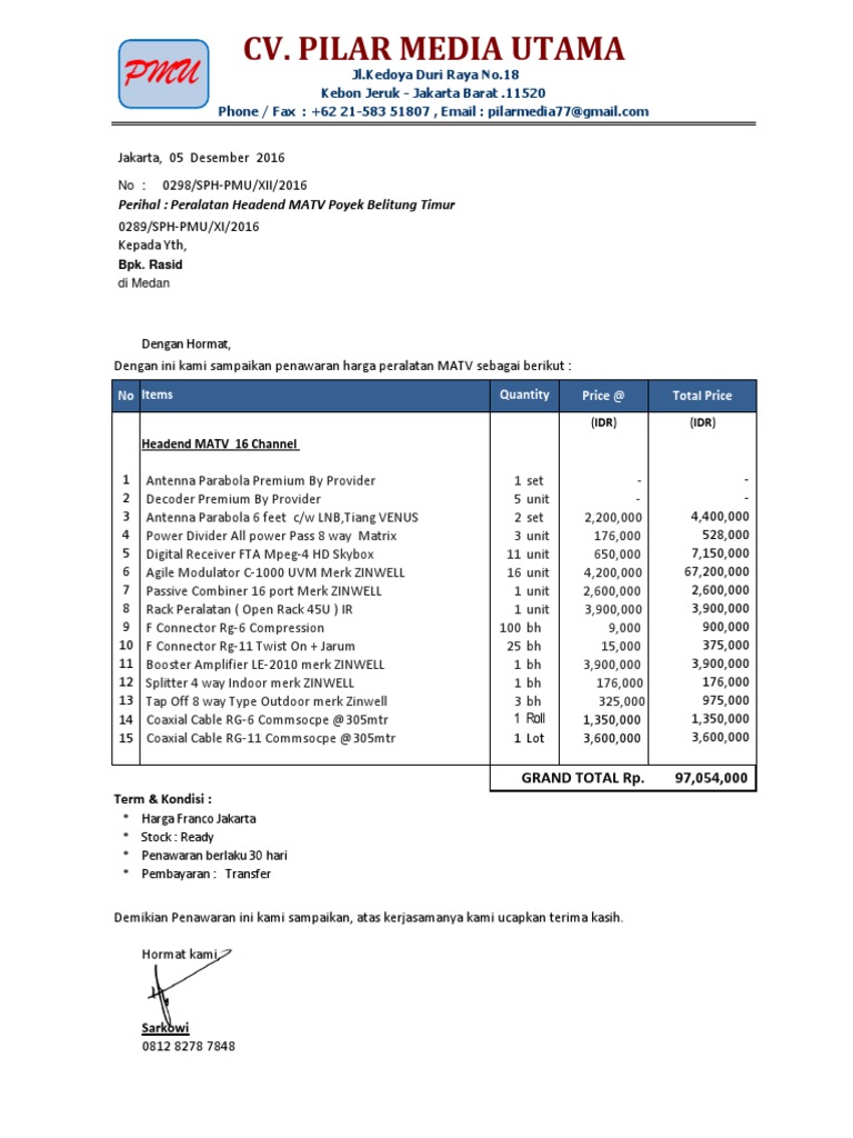 0298.headend MATV 16 Channel Parabola - Bpk. Rasid. Medan | PDF ...