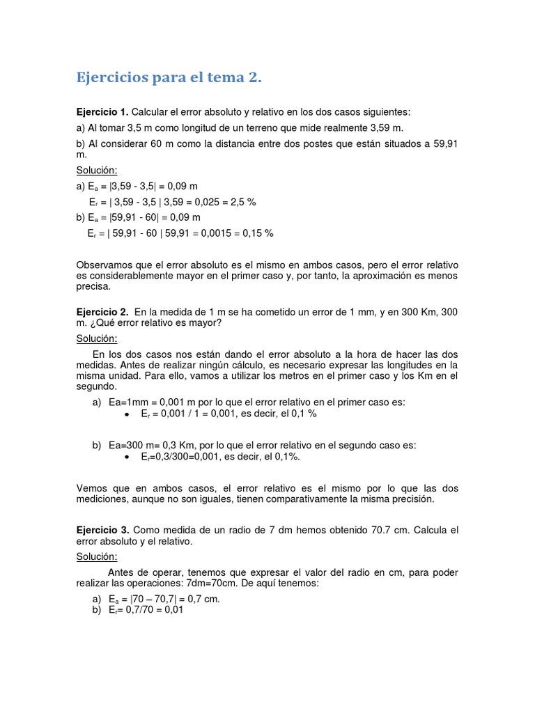 Ejercicios Examen 2 PDF | PDF | Medición | Decimal