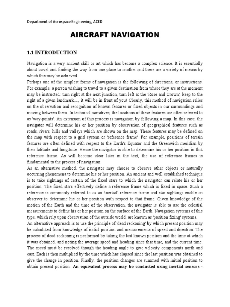 Aircraft Navigation Techniques Overview | PDF | Inertial Navigation ...