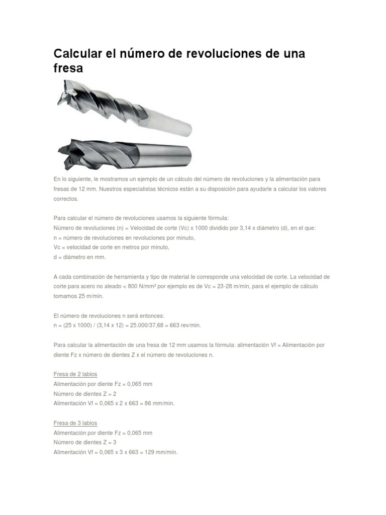 Calculo de RPM | PDF | Procesos industriales | Metalurgia