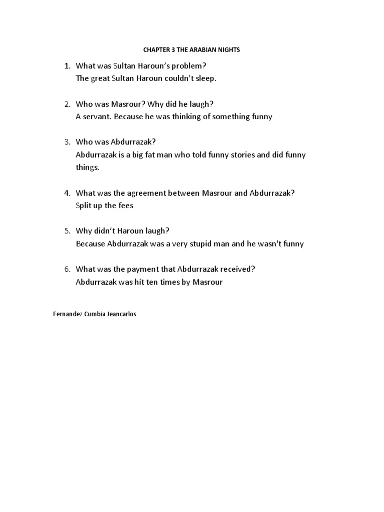 Chapter 3 The Arabian Nights | PDF