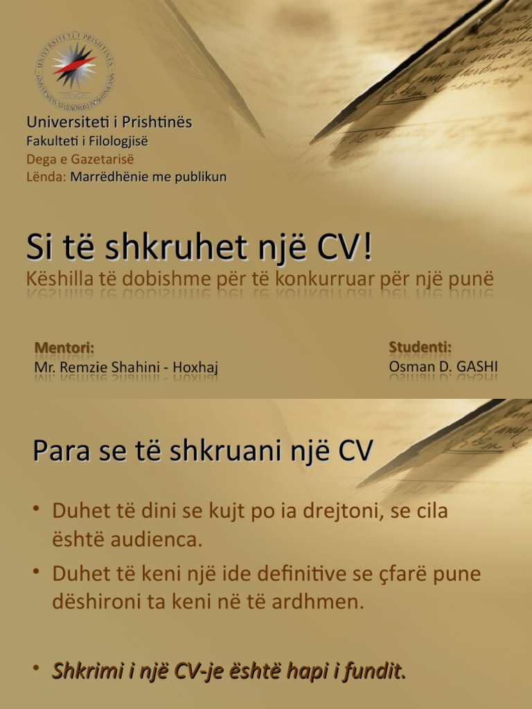 Si Të Shkruhet Një CV! | PDF