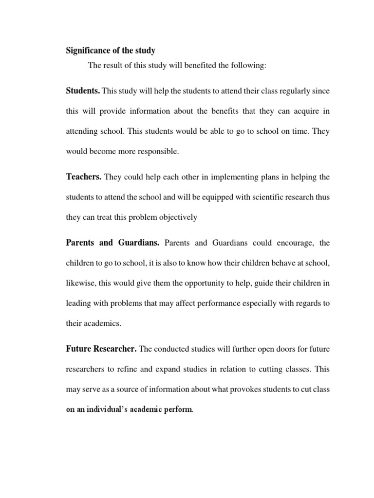 Significance of The Study | PDF | Survey Methodology | Questionnaire