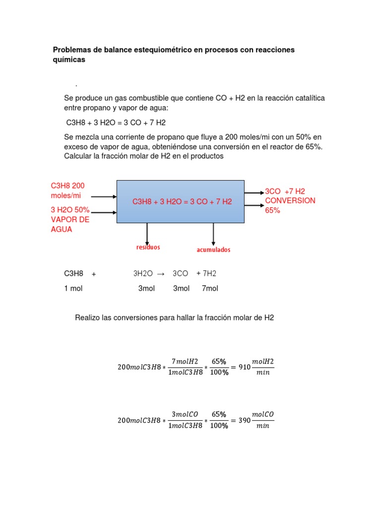 Balance Estequiométrico en Reacciones Químicas | PDF | Propano ...