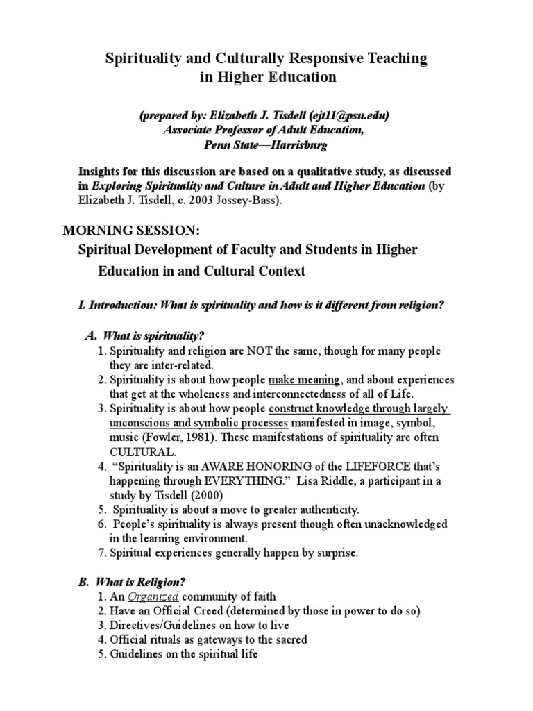 Spirituality in Higher Education Pedagogy | PDF | Spirituality | Learning
