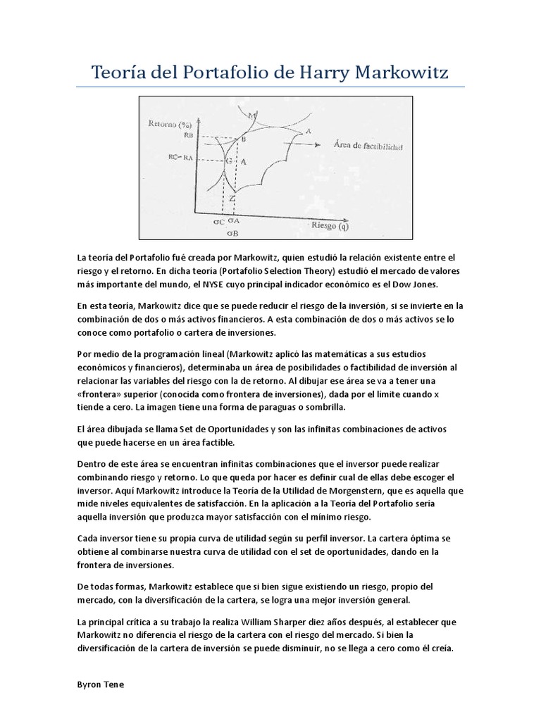 Teoría Del Portafolio de Harry Markowitz | PDF