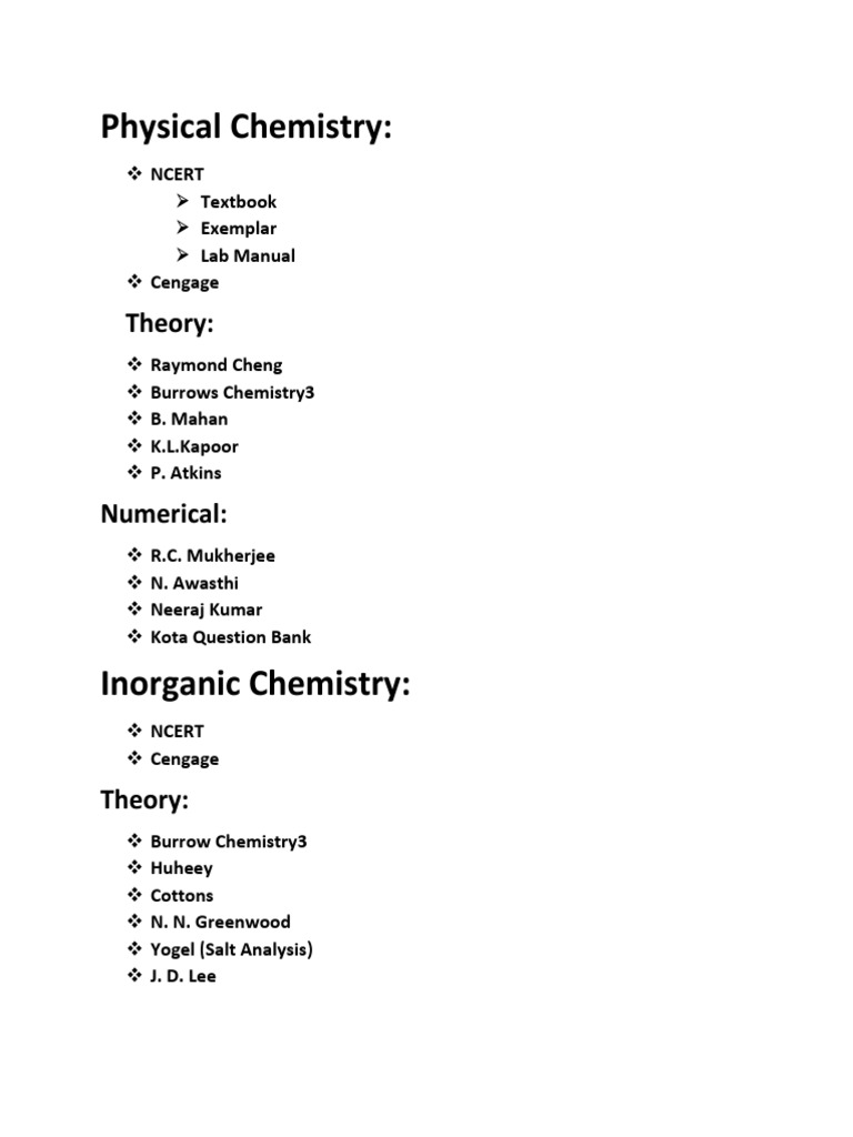 Chemistry Book List | PDF