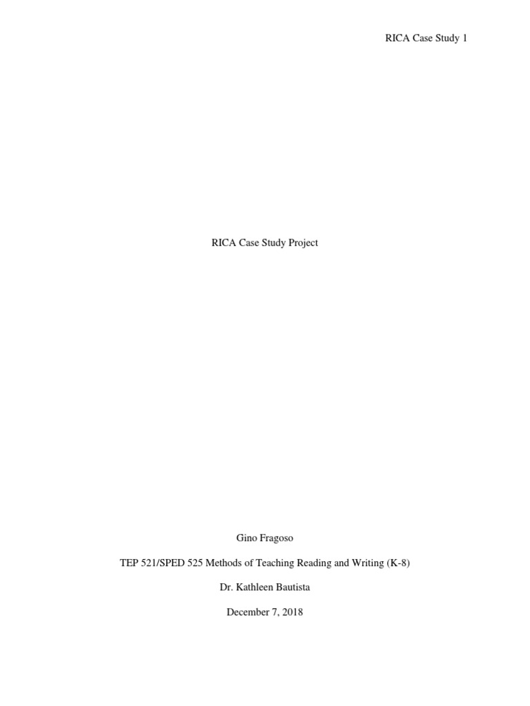 RICA Case Study on First Grader Noah | PDF | Phonics | Education Theory