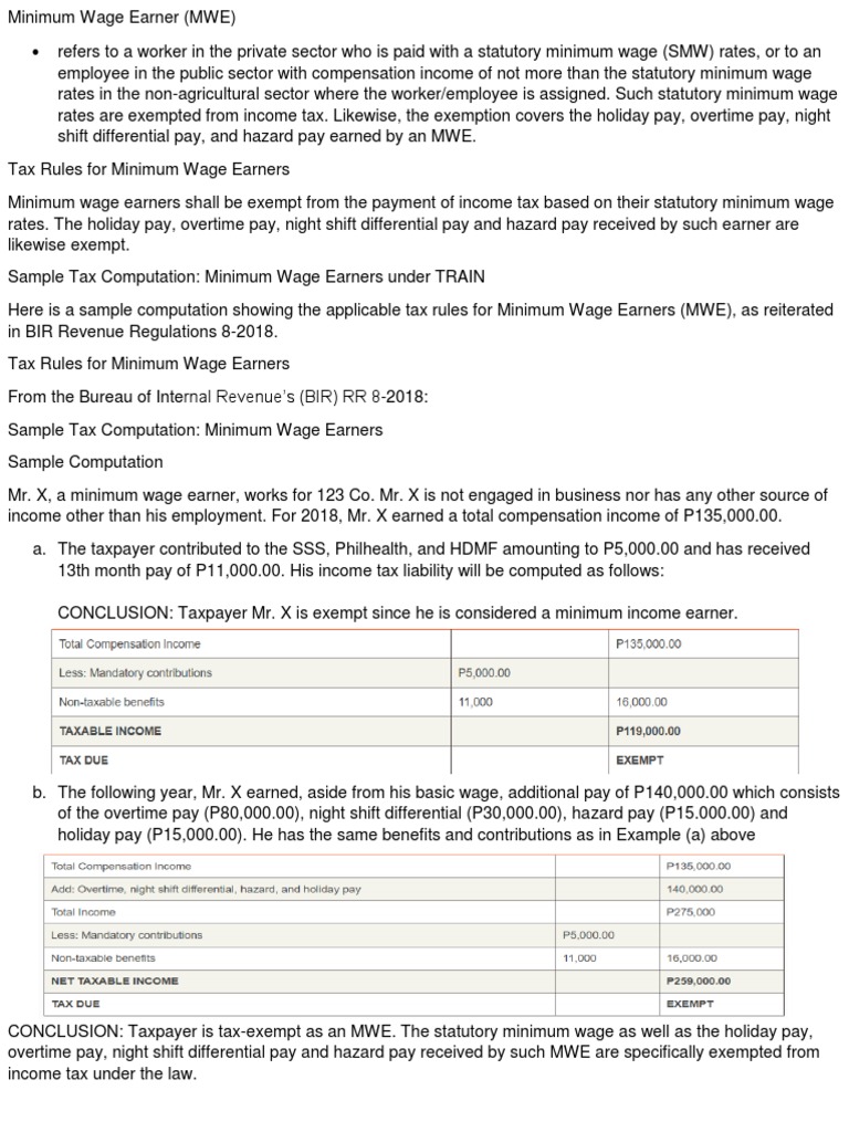 Minimum Wage Earner | PDF
