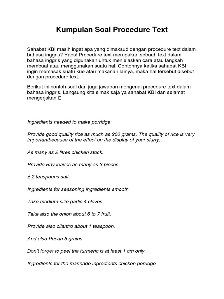 Kumpulan Soal Procedure Text | PDF | Asian Cuisine | Regional & Ethnic Food
