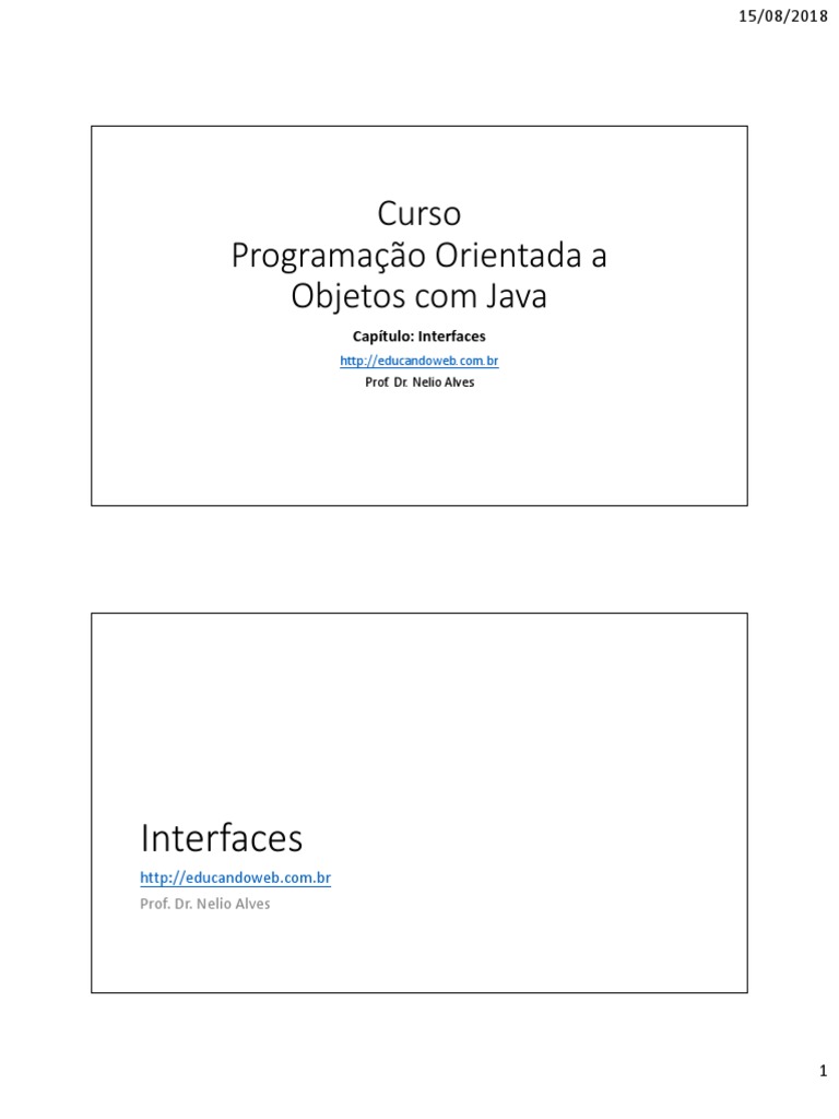 13 Interfaces | PDF | Java (linguagem de programação) | Classe ...