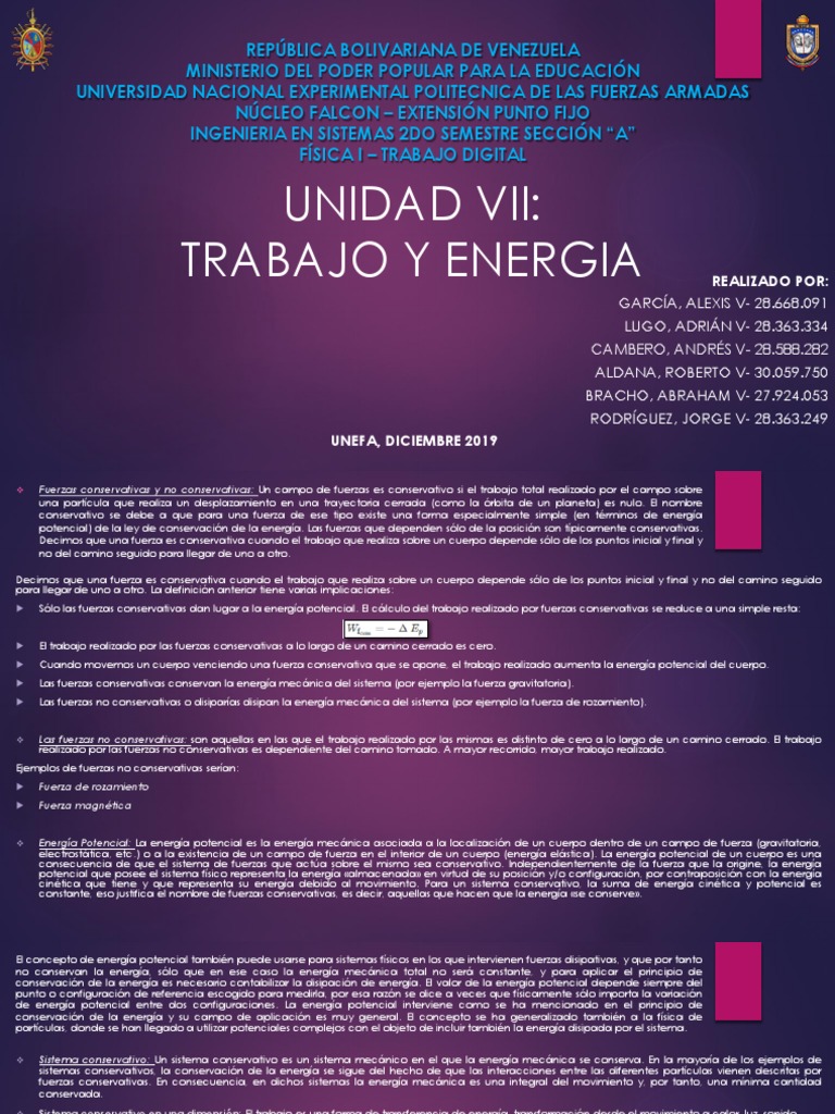 Unidad VII - Fuerza y Energía | PDF | Energía potencial | Fuerza