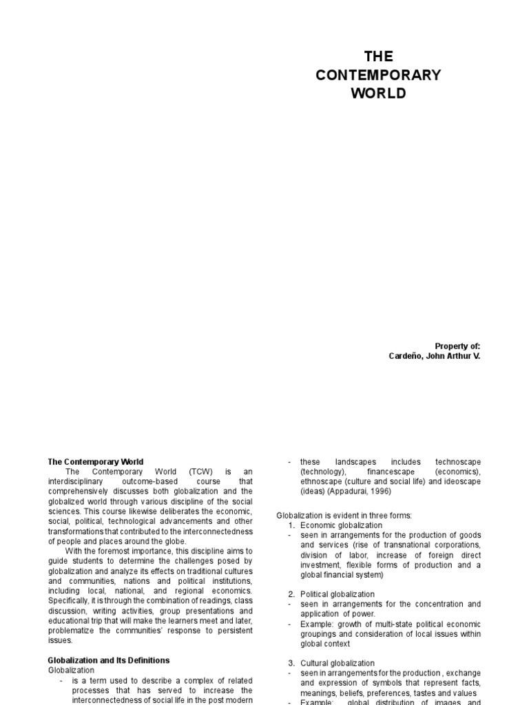 Understanding the Contemporary World | PDF | United Nations ...