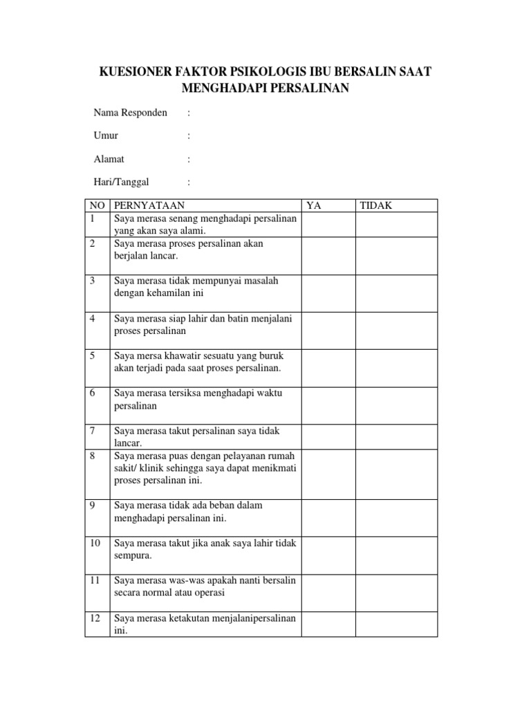 Kuesioner Psikologis | PDF
