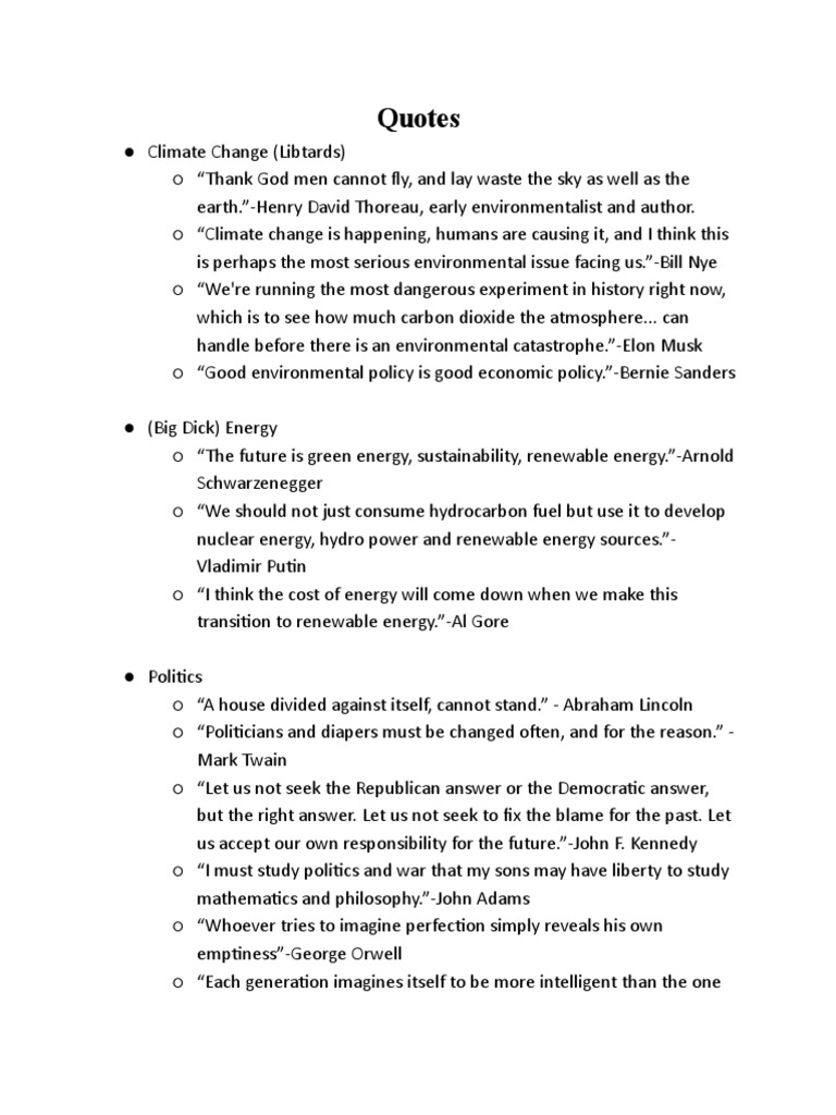 Extemp Quotes | PDF | Energy Development | Renewable Energy