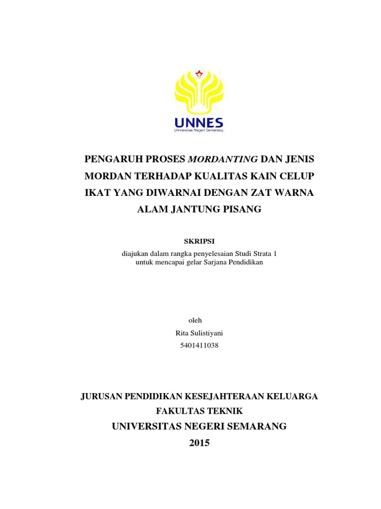 Pengaruh Proses Mordanting Terhadap Kualitas Kain Sutera Dengan Zat ...