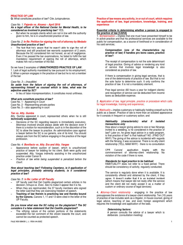 Pale Prelims Reviewer | Download Free PDF | Practice Of Law | Lawyer