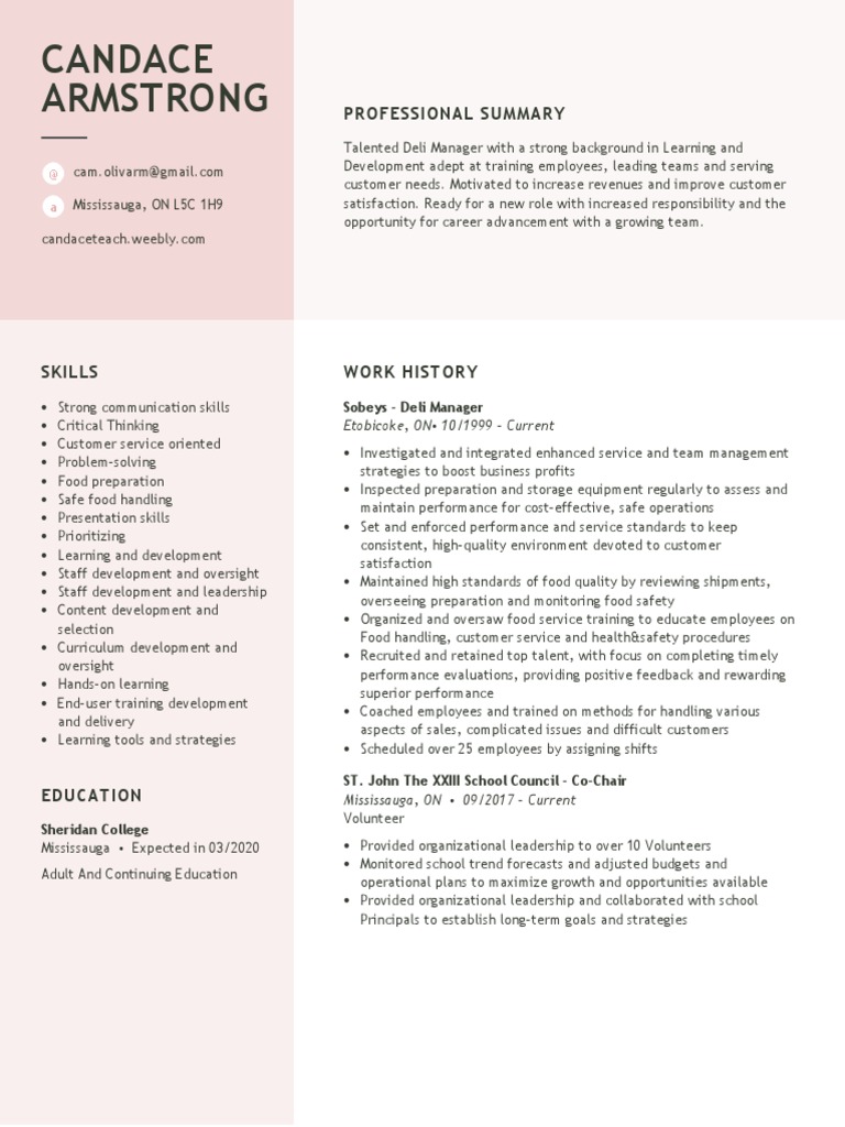 Candace Armstrong Learning and Development Resume | PDF | Leadership ...