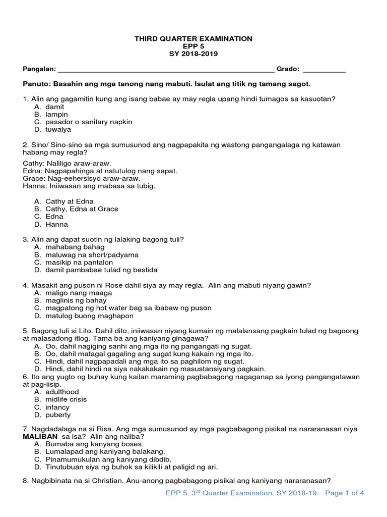 Epp 5. Tq. Q3. | PDF