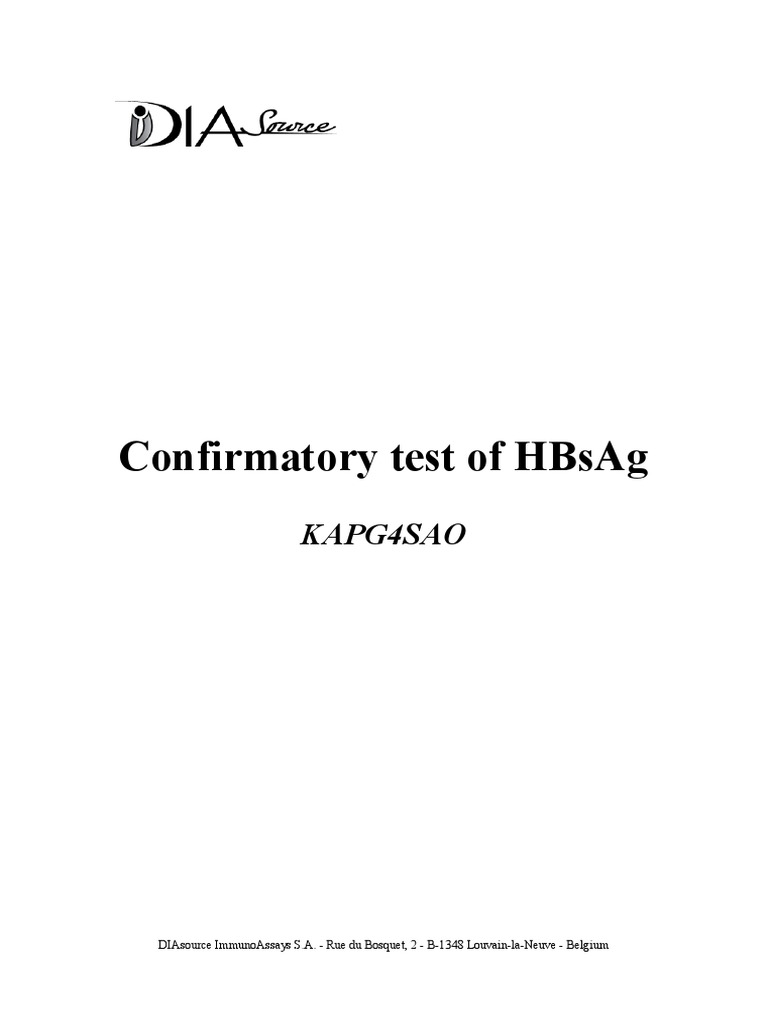 HBsAg Confirmatory Test Kit Overview | PDF | Hepatitis | Elisa