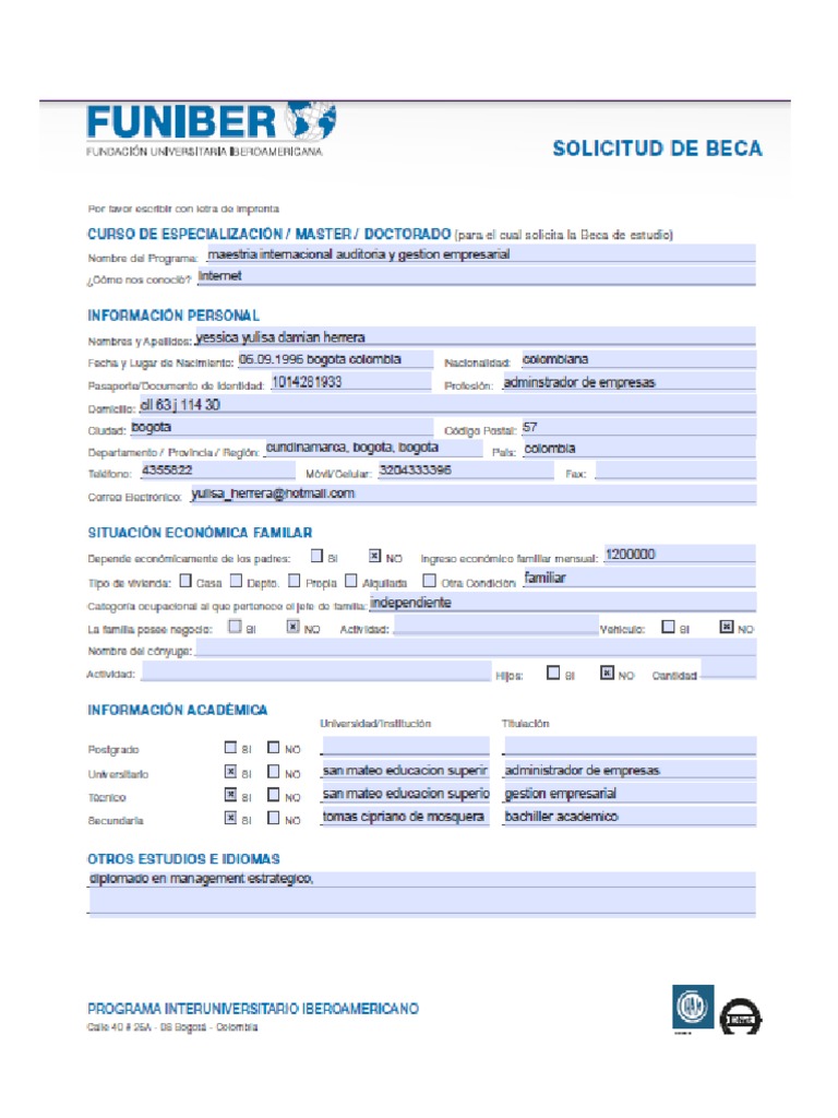 Formulario de Beca | PDF