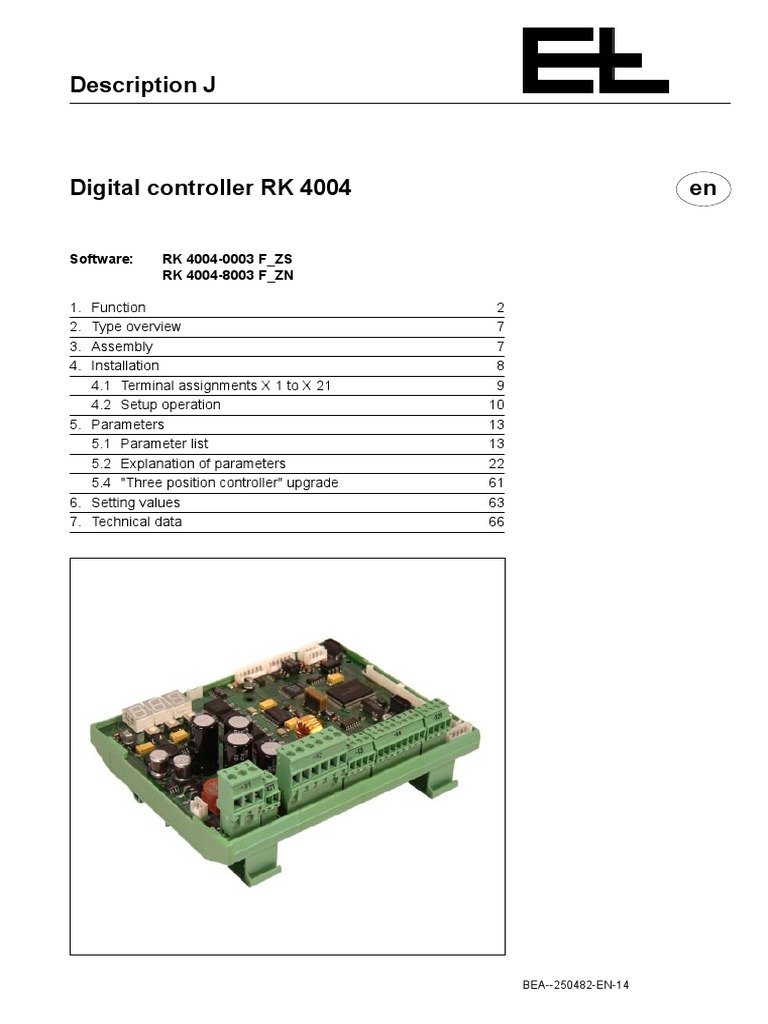8 - Operating Instruction - Control Card RK 4004 - BEA - 250482-En-14 ...